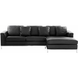 Beliani Ecksofa Schwarz Echtleder L-Förmig Linksseitig Modern Wohnzimmer