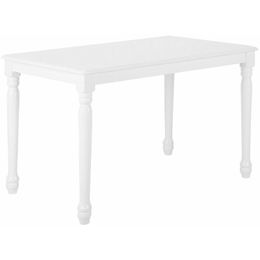 Beliani Esstisch Weiß 75 x 120 cm mdf Tischplatte Lackierter Gestellrahmen Rechteckig Klassisch - Weiß