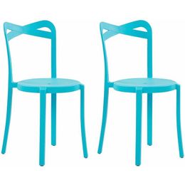 Beliani Esszimmerstuhl 2er Set Blau Kunststoff Matt Modern Minimalistisch Esszimmer Wohnküche Flur Diele Indoor Outdoor - Blau