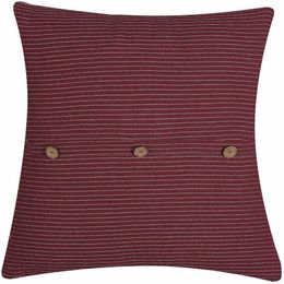 Beliani Dekokissen Rot Stoffbezug 45 x 45 cm mit Knöpfen Streifenmuster Wohnzimmer Schlafzimmer Flur Diele Accessories Dekoration