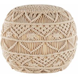 Beliani - Pouf Beige Baumwolle Rund 40 x 40 cm Gestrickt Boho-Stil