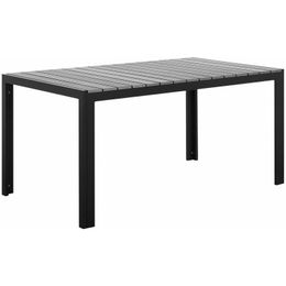 Beliani Gartentisch Grau und Schwarz Aluminium Kunstholz Rechteckig 150x90 cm für 6 Personen Modern für Terrasse Garten Ausstattung - Schwarz