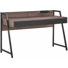 Beliani - Schreibtisch dunkler Holzfarbton Spanplatte/Metall 100x50 cm 2 Schublade Büro Kinderzimmner Schule - Schwarz