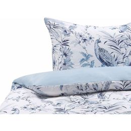 Beliani - Bettwäsche Set Weiß / Blau aus Baumwolle 135 x 200 cm Kopfkissenbezug Deckenbezug Praktisch Schlafzimmereinrichtung Modernes Design - Grau