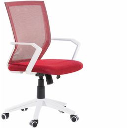Beliani - Bürostuhl Rot höhenverstellbar mit Nylon Laufrollen Modernes Design - Weiß