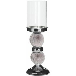 Beliani - Kerzenständer Silber Glas Metall Höhe 38 cm Elegant Modern Wohnzimmer - Grau