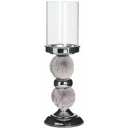 Beliani - Kerzenständer Silber Glas Metall Höhe 38 cm Elegant Modern Wohnzimmer