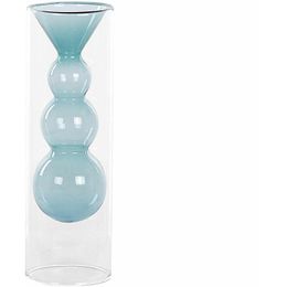 Beliani - Blumenvase Transparent und Türkis Glas 26 cm Hohe Form mit Schmaler Öffnung Modern Tischdeko Wohnaccessoires Deko Glasvase für Wohnzimmer
