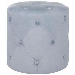 Beliani Pouf Hellgrau Samtstoff Rund Knopfversteppung Elegant/Modern - Grau