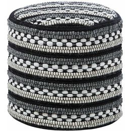 Beliani - Pouf Schwarz/Weiß Wolle/Baumwolle Rund Dekomuster Boho-Stil