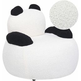 Beliani - Kindersessel Weiß u. Schwarz Bouclé Rund Tierform Pandabär Modern Niedlicher Polstersessel für Kinder Schlafzimmer Sitzmöbel Jugendzimmer