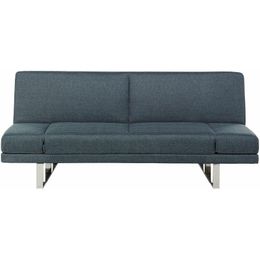 Beliani - Sofa Blau Polsterbezug 2-Sitzer Schlaffunktion Verstellbare Armlehnen Skandinavisch Modern Wohnzimmer - Silber