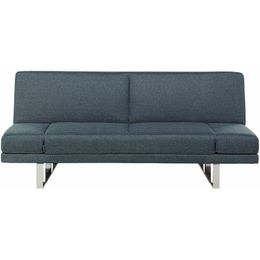 Beliani Sofa Blau Polsterbezug 2-Sitzer Schlaffunktion Verstellbare Armlehnen Skandinavisch Modern Wohnzimmer