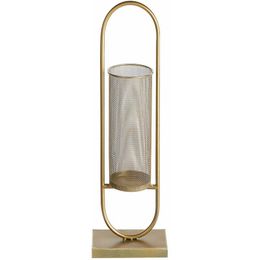 Beliani - Kerzenständer Gold Eisen 73 cm Oval Windlicht mit Metallzylinder Lochmuster Handgefertigt Glamourös Tischdeko Accessoire Deko Haushalt &