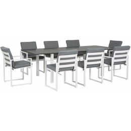 Beliani Gartenmöbel Set Weiß Dunkelgrau Aluminium 8-Sitzer Terrasse Outdoor Modern - Grau
