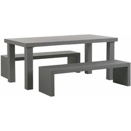 Beliani - Gartenmöbel Set aus Beton mit großem Tisch und 2 Sitzbänken in U-Form Modern Industriell Stil Indoor & Outdoor - Grau
