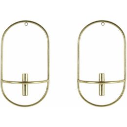 Beliani - Wandkerzenhalter 2er Set Gold Metall Oval Modern Industrie Design Wanddeko für Stabkerzen Spitzkerzen Wohnzimmer Schlafzimmer Esszimmer