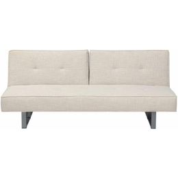 Beliani - Sofa Hellbeige Polsterbezug 3-Sitzer Schlaffunktion Minimalistisch Wohnzimmer - Silber