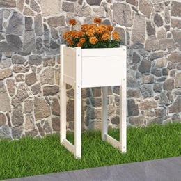 vidaXL - Plantenbak 40x40x81 cm massief grenenhout wit