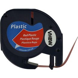vhbw - Schriftband-Kassette Plastik kompatibel mit Dymo LetraTag LT-100H, 2000, , LT-100T Etiketten-Drucker 12mm Schwarz auf Rot, Kunststoff