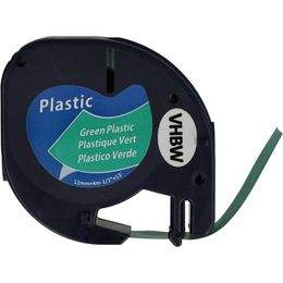 Schriftband-Kassette Plastik Ersatz für Dymo 91224, S0721640 für Etiketten-Drucker 12mm Schwarz auf Grün, Kunststoff - vhbw