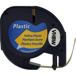 vhbw - Schriftband-Kassette Plastik kompatibel mit Dymo LetraTag Plus LT-100T, QX50, Plus LT-100H Etiketten-Drucker 12mm Schwarz auf Gelb, Kunststoff