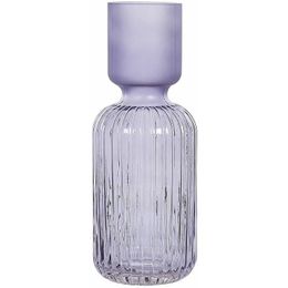 Beliani - Blumenvase Violett Glas 31 cm Hohe Form mit Schmalem Hals Rillen-Struktur Modern Tischdeko Wohnaccessoires Deko Glasvase Wohnzimmer