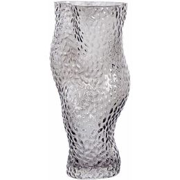 Beliani Blumenvase Grau Glas 31 cm Geschwungen Hohe Form mit Breiter Öffnung Struktur Modern Tischdeko Wohnaccessoires Deko Glasvase für Wohnzimmer - Grau