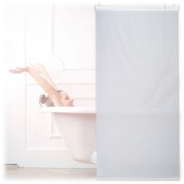 Duschrollo, 80x240 cm, Seilzugrollo für Dusche & Badewanne, Decke & Fenster, Badrollo wasserabweisend, weiß - Relaxdays