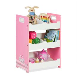 Kinderregal, hbt: 60 x 42,5 x 30 cm, 5 Fächer, mdf, Aufbewahrungsregal Kinderzimmer, Spielzeugregal, weiß/rosa - Relaxdays