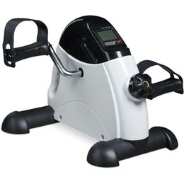 Mini Heimtrainer, Pedaltrainer für Zuhause & Büro, Arm- & Beintrainer Senioren, hbt: 30x35x41 cm, schwarz/weiß - Relaxdays