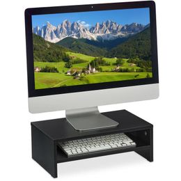 Relaxdays - Monitorständer, Bildschirmerhöhung mit Fach, hbt: 14 x 40 x 23,5 cm, Schreibtisch, Büro & Home Office, schwarz