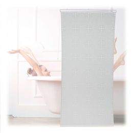 Duschrollo, semitransparenter Badvorhang, Badewanne u. Dusche, 120x240cm, wasserabweisend, Deckenmontage, weiß - Relaxdays