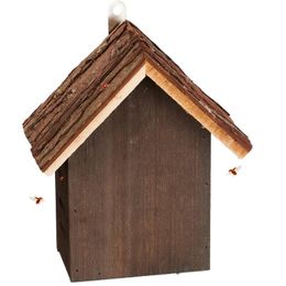 Marienkäferhaus, Holz, HxBxT: 23 x 19 x 12,5 cm, zum Aufhängen, Garten, Insektenhotel für Marienkäfer, braun - Relaxdays