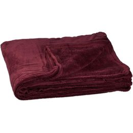 Relaxdays kuschelfleecedecke extragroß aus Polyester, Fleece, bei 30°C waschbar, HBT: 1 x 200 x 220 cm, bordeaux