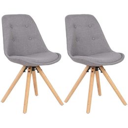 2 x Esszimmerstühle 2er Set Esszimmerstuhl, Sitzfläche aus Leinen, Design Stuhl, Küchenstuhl, Holzgestell, Grau - grau - WOLTU