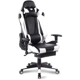 WOLTU Gaming Stuhl Racing Stuhl Bürostuhl Chefsessel Schreibtischstuhl Sportsitz mit Kopfstütze und Lendenkissen, Armlehne verstellbar, mit
