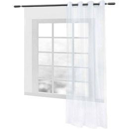 WOLTU - Vorhänge Gardinen mit Ösen Transparente Stores Gardinen aus Voile Durchsichtige Ösenvorhänge Fensterschal für Wohnzimmer Schlafzimmer