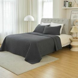 WOLTU Tagesdecke Bettüberwurf mit 2 Kissenbezügen, Bettüberwurf Steppdecke 3 teilig leichte Überwurfdecke Bedspreads leichte Überwurfdecke Wohndecke für