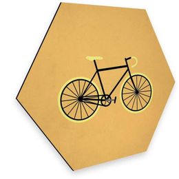 K&L WALL ART Hexagon Alu-Dibond Poster Retro Wanddeko Fahrrad Rennrad Fixie Bike Vintage Deko by Kubistika 25x22cm - gelb