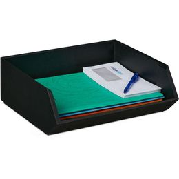 Schreibtischorganizer, 1 Fach, Bambusbox stapelbar, multifunktional, HxBxT: ca. 12,5 x 35 x 31 cm, anthrazit - Relaxdays