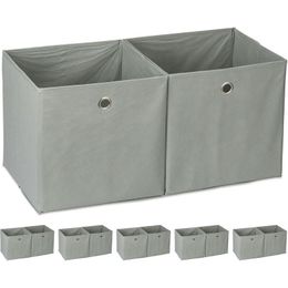 Relaxdays 12 x Aufbewahrungsbox Stoff, quadratisch, Aufbewahrung für Regal, Stoffbox in Würfelform, HxBxT: 30 x 30 x 30 cm, grau
