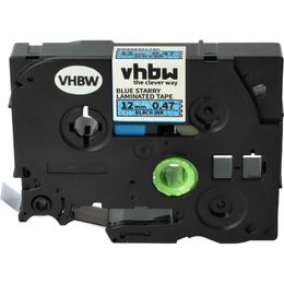 vhbw - Schriftband-Kassette kompatibel mit Brother pt 1250CCVP, 1250J, 1250LB, 1250S, 1250VP, 1250VPS Etiketten-Drucker 12mm Schwarz auf Blau