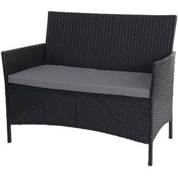 HHG Poly-Rattan Gartenbank Hamar, Sitzbank Bank anthrazit, Kissen anthrazit - black