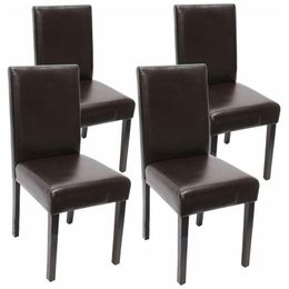 HHG Neuwertig] 4er-Set Esszimmerstuhl Stuhl Küchenstuhl Littau Leder, braun dunkle Beine - brown