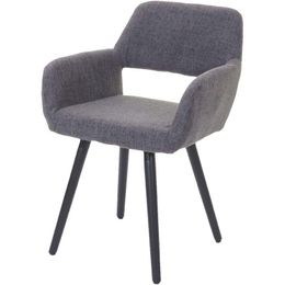 HHG - Esszimmerstuhl 428 ii, Stuhl Küchenstuhl, Retro 50er Jahre Design Textil, grau, dunkle Beine - grey