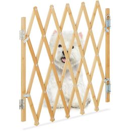 Hundeabsperrgitter, ausziehbar bis 96 cm, 48,5-60 cm hoch, Bambus, Hunde Schutzgitter für Treppe & Tür, natur - Relaxdays