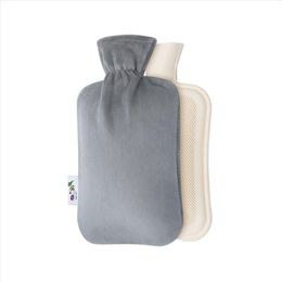 Paco Home - Wärmflasche Bezug Fleece Groß 2L Bettflasche Strickbezug Kinder Erwachsene Weich Grau 1, 2 Liter