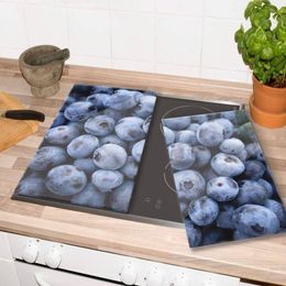 K&L WALL ART Hygienische Arbeitsplatte Küche Herdabdeckplatte Glasabdeckplatte Blaubeere (60x52cm) - Blaubeere