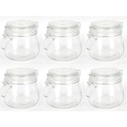 BURI 6er-Set Drahtbügelglas 0,5L Einmachgläser Einweckglas Vorratsglas Marmeladenglas